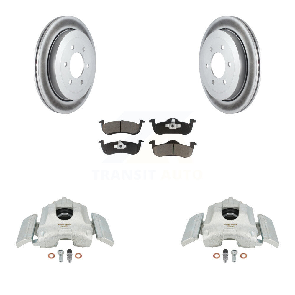 Rear Disc Brake Caliper Coat Rotor Ceramic Pad Kit For Ford Expedition Lincoln Navigator KCG-100166C